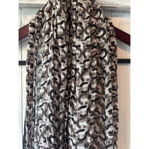 Coach | Accessories | Coach Scarf Cc Logo Gray Rectangle Viscose Fringe ...